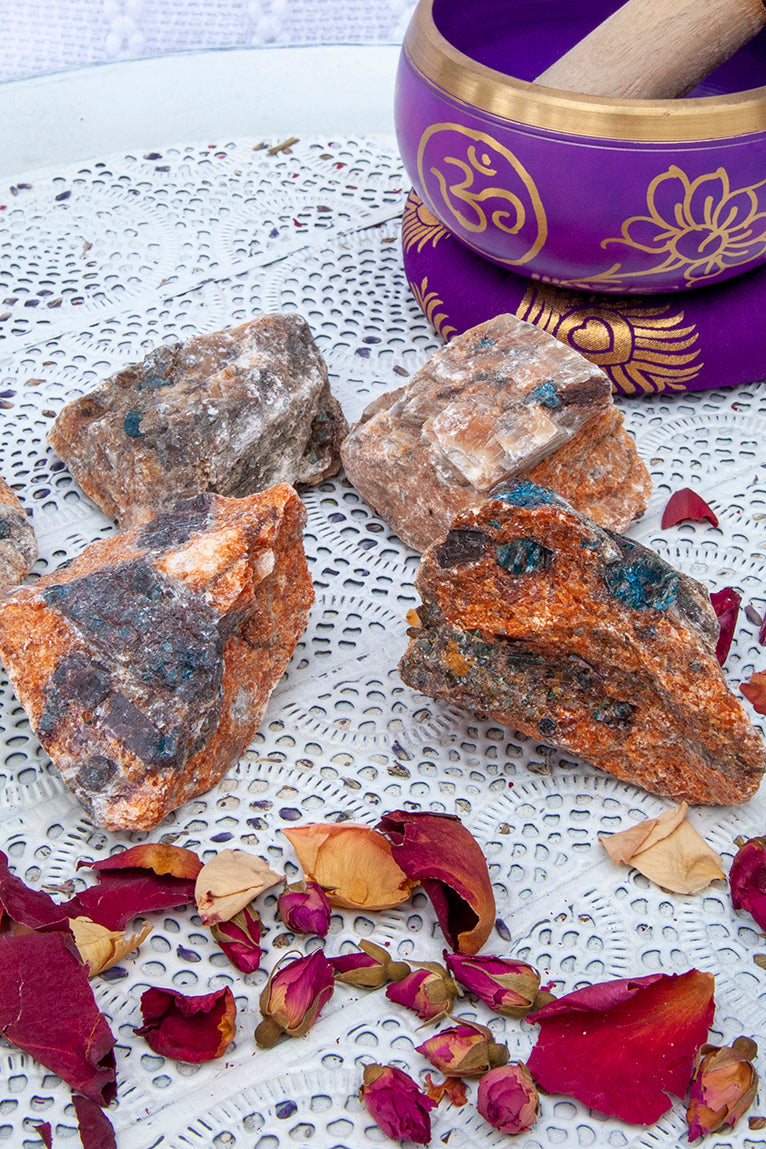 Apatite on Matrix (Feldspar) Rough Medium – Crystal Karma By Trina