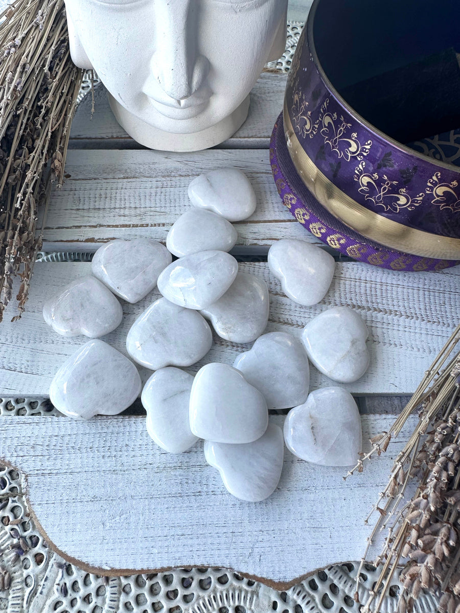 White Quartz Heart Palmstone – Crystal Karma By Trina