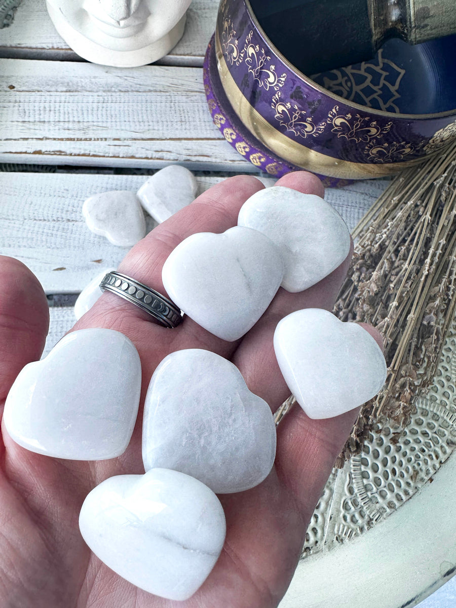 White Quartz Heart Palmstone – Crystal Karma By Trina